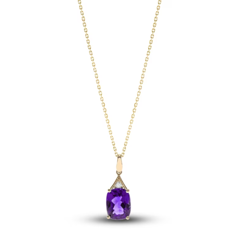 Amethyst Necklace | 100% Diamond Amethyst Pendant - Rozefs